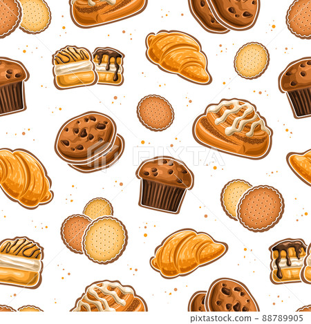 Vector Baked Goods Seamless Pattern - Stock Illustration [88789905] - PIXTA