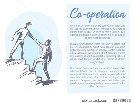 Co-Operation Poster and Text Vector Illustration - Stock Illustration ...