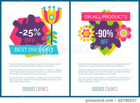 Best Discount Promo Posters Set Cartoon Flower - Stock Illustration ...