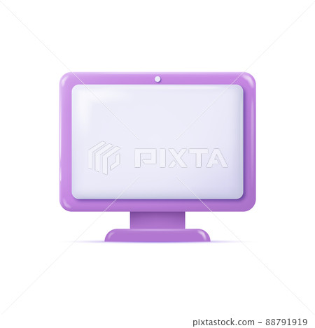 3d purple shiny monitor icon. Vector - Stock Illustration [88791919 ...