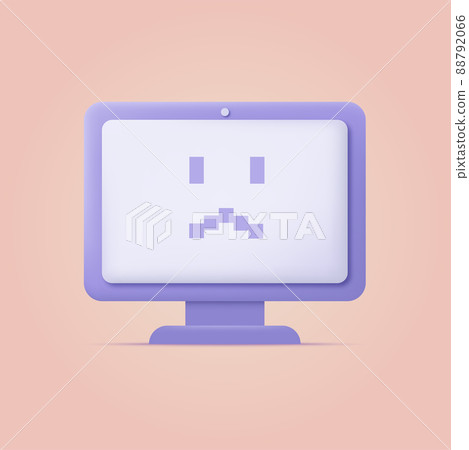 3d Computer with sad face. Vector - Stock Illustration [88792066] - PIXTA