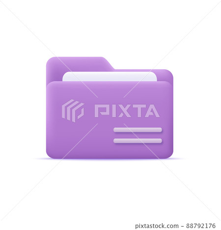 3d purple color cartoon style archive folder...-插圖素材 [88792176] - PIXTA圖庫