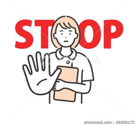 A pose to stop a young female nurse STOP sign - Stock Illustration ...