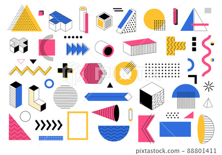 Geometric element. Memphis abstract shapes....-插圖素材 [88801411] - PIXTA圖庫