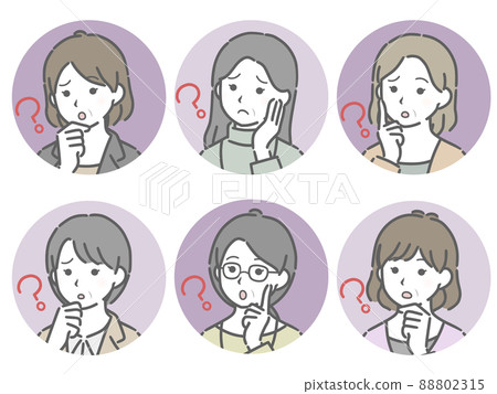 Diagonal circle icon set for middle-aged women... - Stock Illustration ...