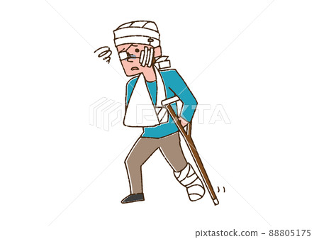 A man with a serious injury and a full-blown... - Stock Illustration ...