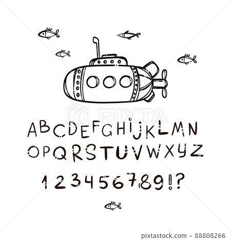 PIRATE SUBMARINE ALPHABET Nautical Theme... - Stock Illustration ...