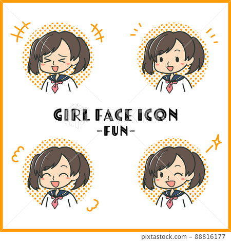 Female student face icon set Smile / fun color - Stock Illustration ...