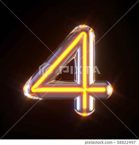 Glowing glass tube font Number 4 FOUR 3D - Stock Illustration [88822497 ...