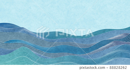 Wave, sea, japanese pattern, background - Stock Illustration [88828262 ...