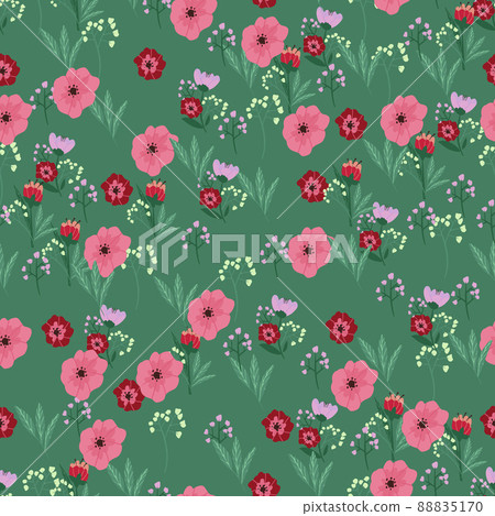 Seamless pattern. Vector flowers and leaves.... - Stock Illustration ...