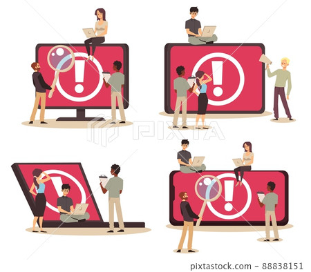 Computer system failure warning banners set... - Stock Illustration ...