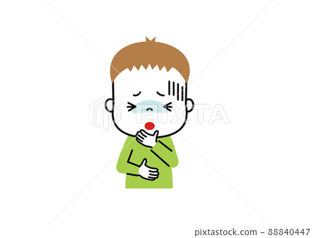 A boy who feels sick and feels nauseous - Stock Illustration [88840447 ...