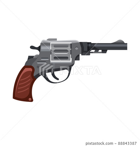 Vintage small revolver or handgun, vector icon - Stock Illustration ...