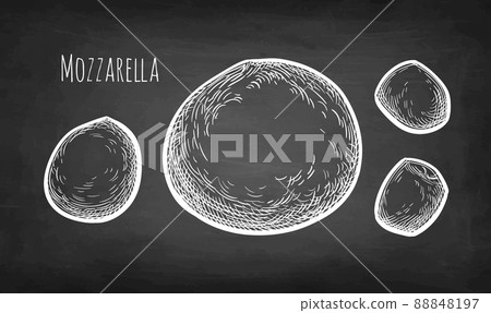 Chalk sketch of mozzarella cheese. - Stock Illustration [88848197] - PIXTA