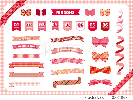 Vector Ribbons Red / pink cute ribbon material - Stock Illustration ...