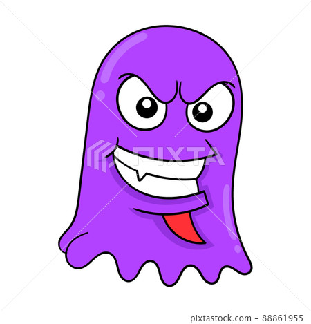 evil faced purple monster smiling sinisterly,... - Stock Illustration ...