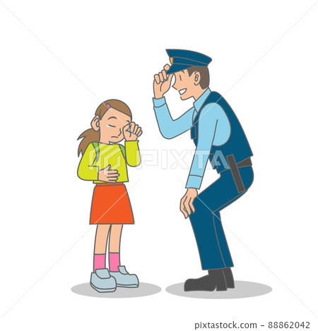Police officer talking to a lost child - Stock Illustration [88862042 ...