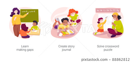 Kindergarten curriculum isolated cartoon vector... - Stock Illustration ...