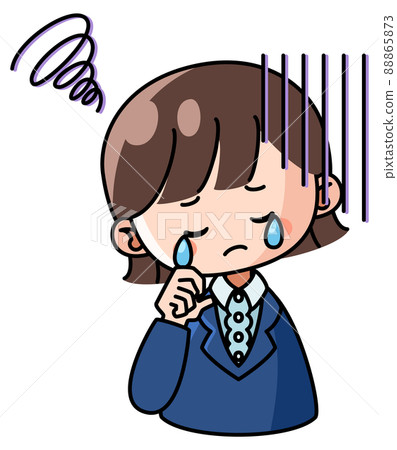 一個西裝革履的女人，鬱悶流淚-插圖素材 [88865873] - PIXTA圖庫