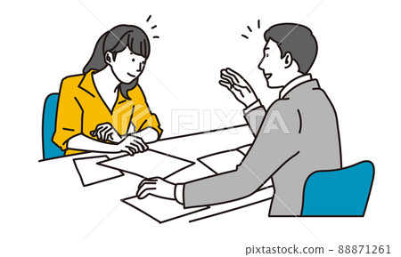 Asian businessman explaining to a woman - Stock Illustration [88871261 ...