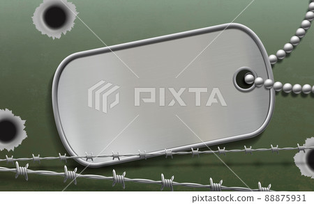 Military Id tag on a metal background. Army badge. - Stock Illustration ...