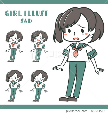 Illustration set of expressive female students,... - Stock Illustration ...