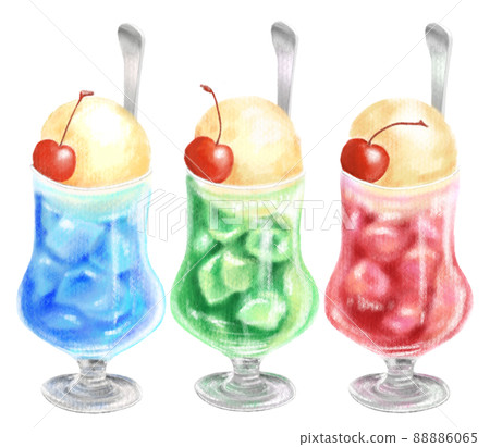 3 colors of cream soda like drawn with colored... - Stock Illustration ...
