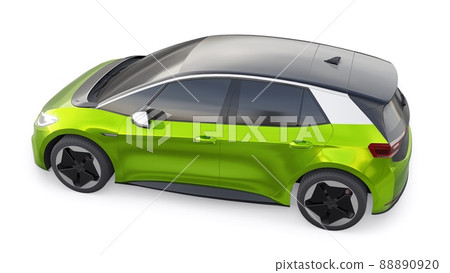 New generation green electric city hatchback... - Stock Illustration ...
