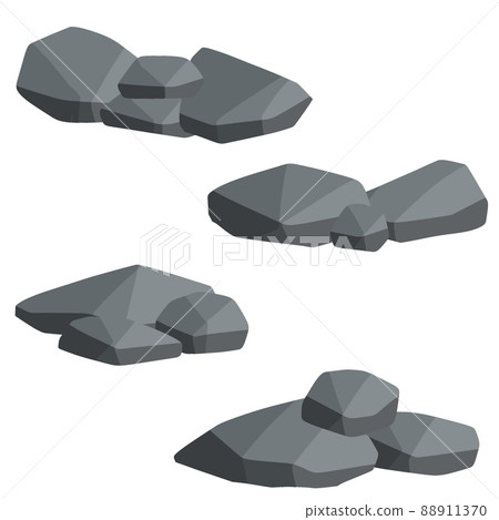 Set of gray granite stones of different shapes.... - Stock Illustration ...