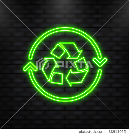 Neon Icon. Waste recycling icon. Garbage bag in... - Stock Illustration ...