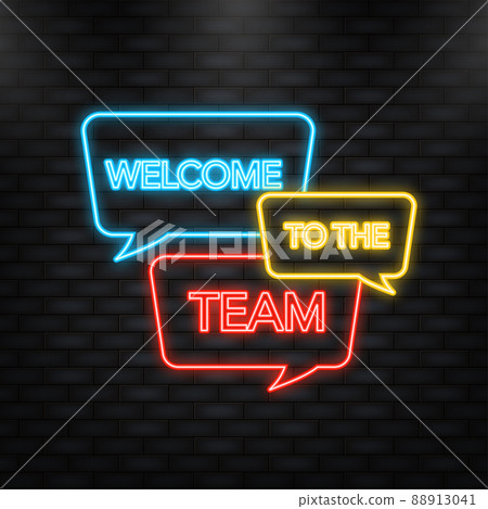 Neon Icon. Welcome to the team colorful speech... - Stock Illustration ...