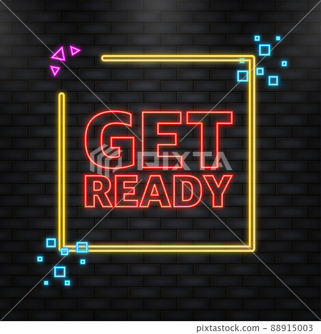 Megaphone blue banner with get ready sign....-插圖素材 [88915003] - PIXTA圖庫