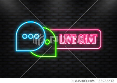 Neon Icon. Live chat in flat style. Online... - Stock Illustration ...