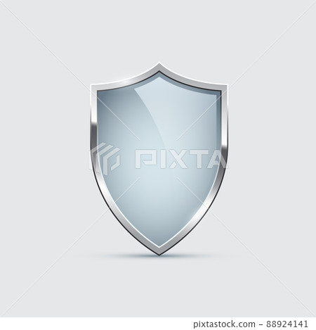 Glass shield with silver frame isolated on gray... - Stock Illustration ...