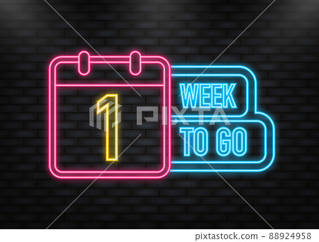 Neon Icon. One Week To Go Timer Label, blue... - Stock Illustration ...