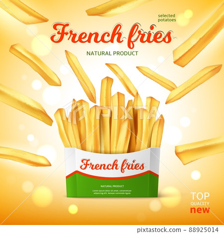 Potato snack product poster. Realistic French... - Stock Illustration ...