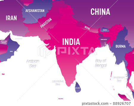 South Asia Political Map Southeast Asia India Map Stock Illustrations