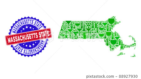 Bicolor Massachusetts State Grunge Seal Stamp... - Stock Illustration ...