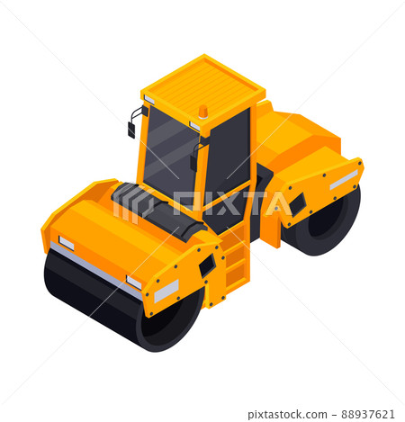 Road Roller Isometric Composition - Stock Illustration [88937621] - PIXTA