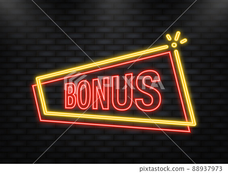 Neon Icon. BONUS. Bonus flat banner. Product... - Stock Illustration ...