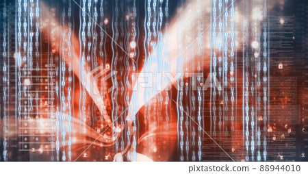 Digital wave over binary coding data processing... - Stock Illustration [88944010] - PIXTA