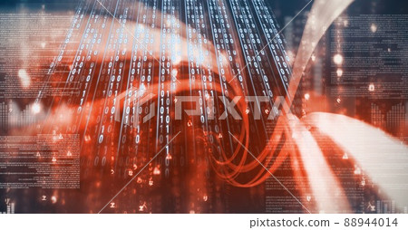 Digital wave over binary coding data processing... - Stock Illustration [88944014] - PIXTA
