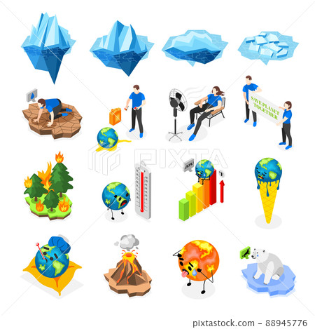 Climate Change Isometric Icons - Stock Illustration [88945776] - PIXTA