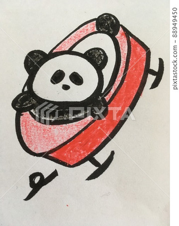 A panda crazy about bobsleigh - Stock Illustration [88949450] - PIXTA