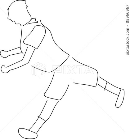 單色運動男孩素描圖-插圖素材 [88966967] - PIXTA圖庫