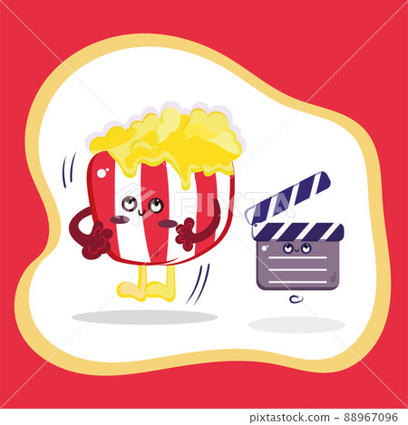 Isolated cute happy popcorn cartoon character... - Stock Illustration ...