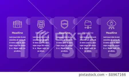 hosting, dns, vpn infographics 1, 2, 3, 4, 5 steps - Stock Illustration ...