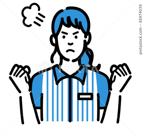 Young woman of a convenience store clerk who is... - Stock Illustration ...