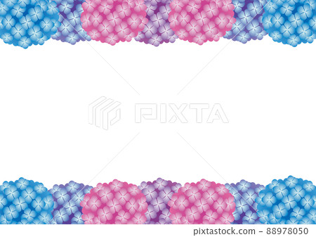 Top and bottom frames of colorful hydrangea... - Stock Illustration ...